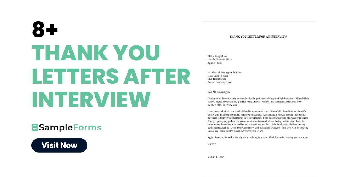FREE 8+ Sample Thank You Letters After Interview in MS Word | PDF
