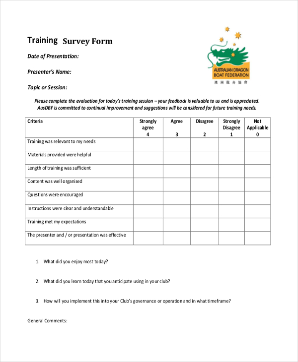 FREE 19+ Survey Form Samples, PDF, MS Word, Google Docs, Excel