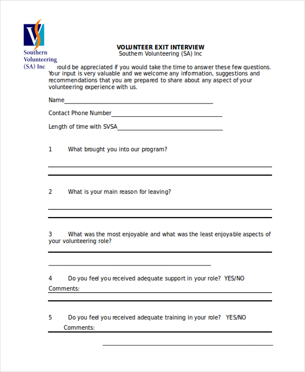 FREE 13+ Exit Interview Form Samples, PDF, MS Word, Google Docs