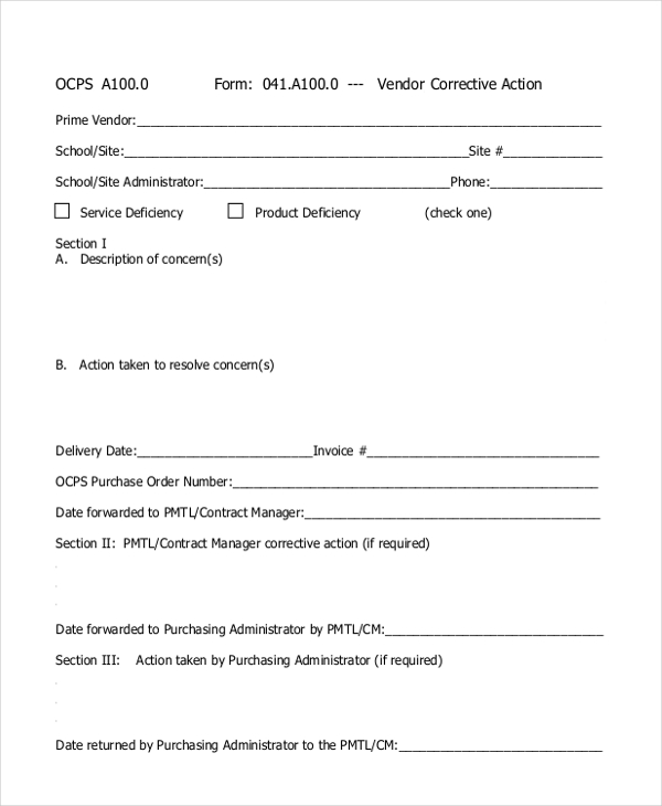 FREE 10+ Sample Corrective Action Forms in PDF | MS Word | Excel