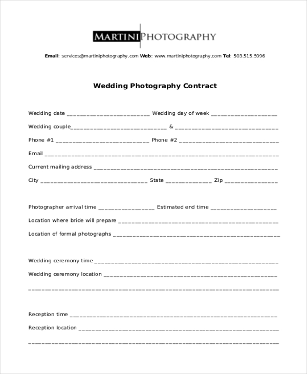 FREE 10 Sample Photography Contract Forms In PDF MS Word