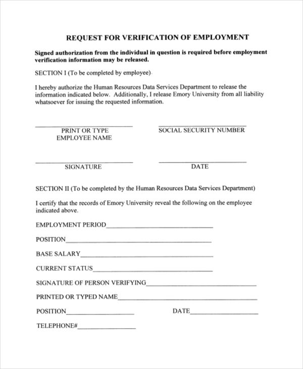 FREE 10+ Sample Job Verification Forms in PDF | MS Word | Excel