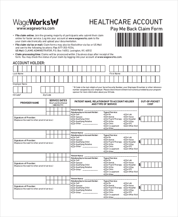 FREE 13+ Sample Health Care Claim Forms in PDF | Excel | MS Word