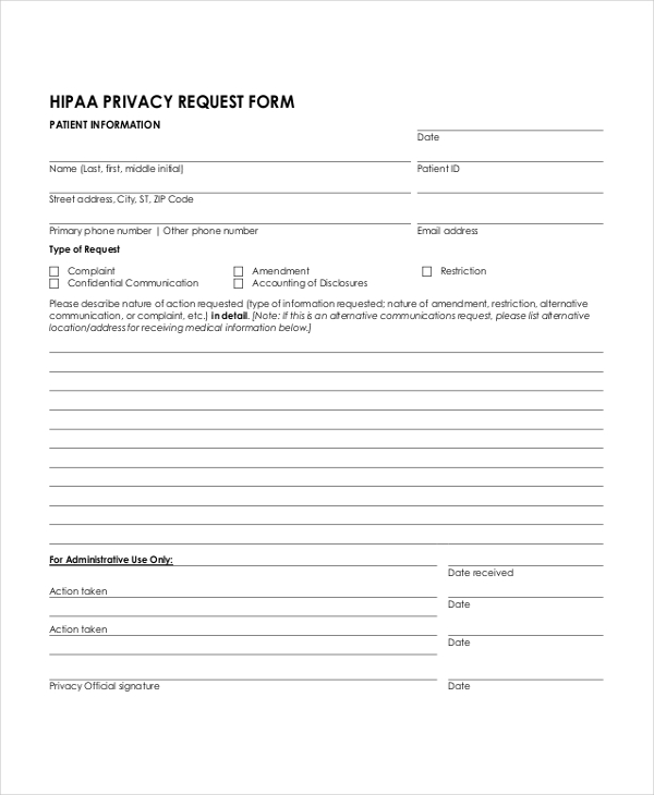 FREE 11+ Sample HIPAA Forms in PDF | MS Word