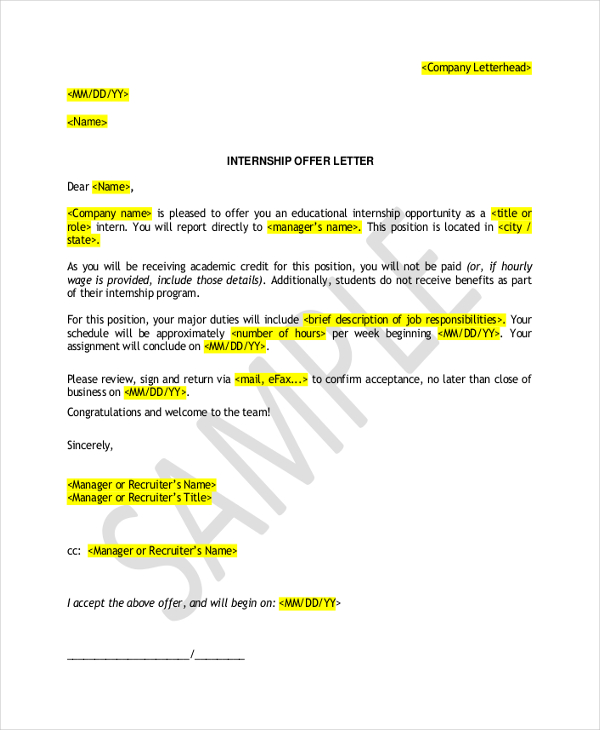 FREE 11+ Offer Letter Samples, PDF, MS Word, Google Docs