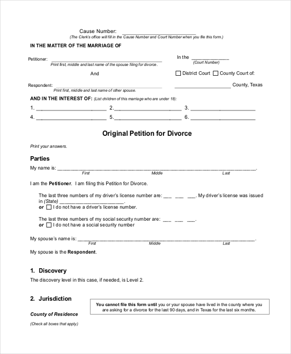 FREE 20+ Divorce Form Samples, PDF, MS Word, Google Docs