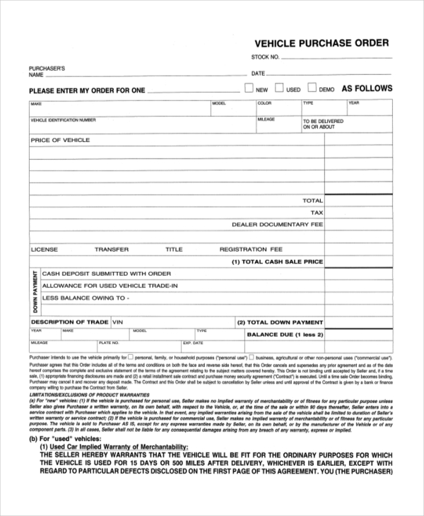 FREE 14+ Purchase Order Form Samples, PDF, MS Word, Google Docs, Excel