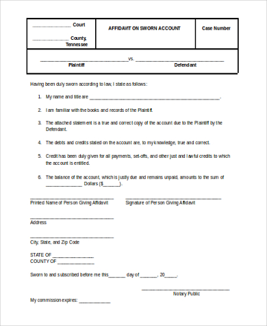 FREE 12+ Sworn Affidavit Form Samples, PDF, MS Word, Google Docs