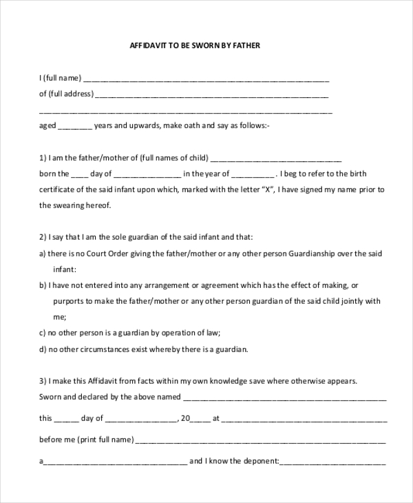 FREE 9+ Sample Sworn Affidavit Forms in PDF | MS Word