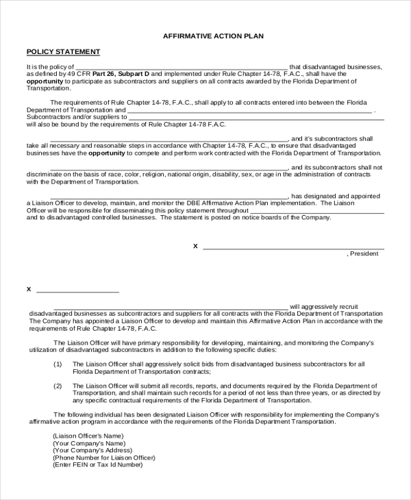 FREE 10+ Sample Affirmative Action Forms in PDF | MS Word
