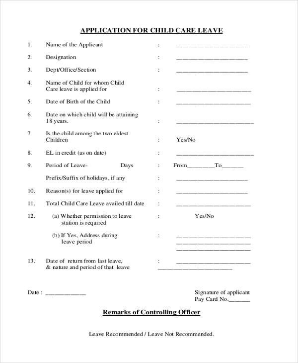 FREE 14+ Leave Application Form Samples, PDF, MS Word, Google Docs, Excel
