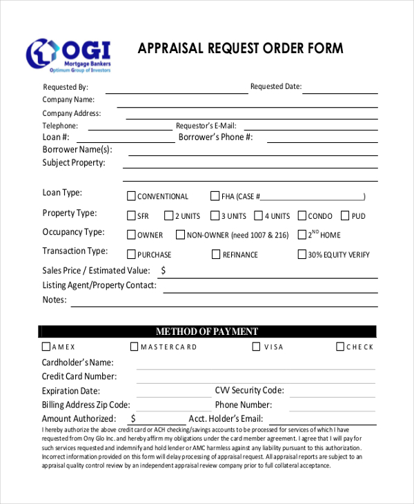 FREE 9+ Sample Appraisal Request Forms in PDF | MS Word