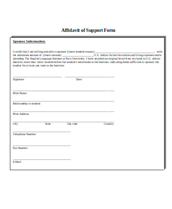 Affidavit Of Support Sample Free Printable Documents Vrogue