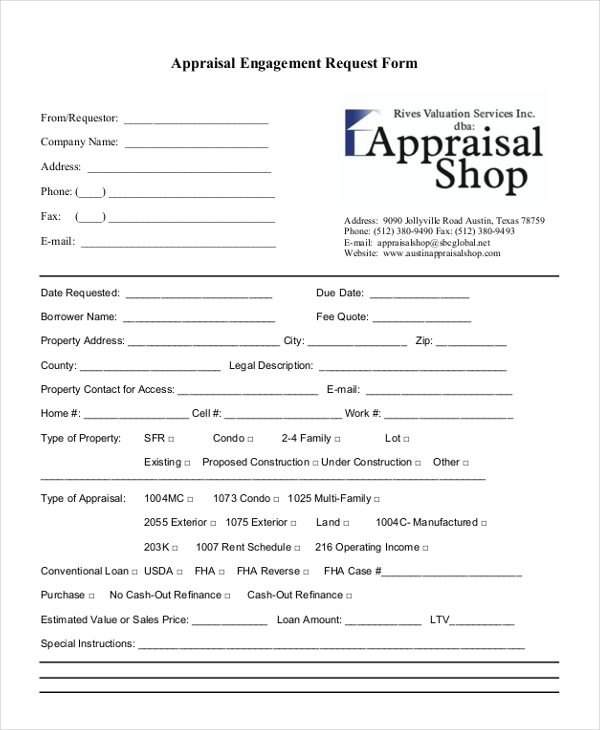 FREE 9+ Sample Appraisal Request Forms in PDF | MS Word