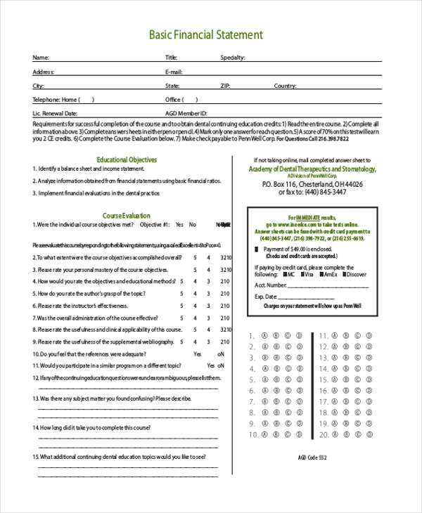 FREE 10 Sample Financial Statement Forms In PDF Excel MS Word