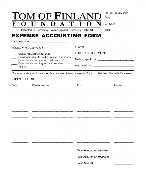 FREE 8+ Sample Accounting Expense Forms in PDF | MS Word | MS Excel