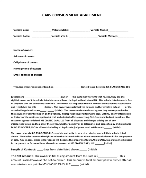 FREE 8+ Sample Consignment Agreement Forms in PDF | MS Word