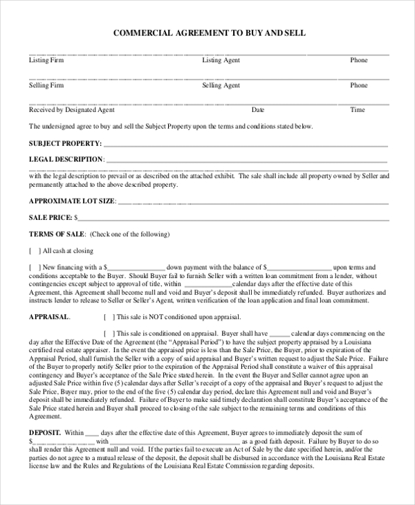 FREE 13+ Commercial Agreement Form Samples, PDF, MS Word, Google Docs