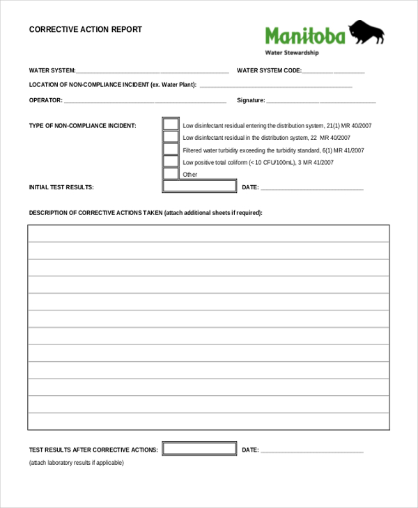 Corrective Action Report Template