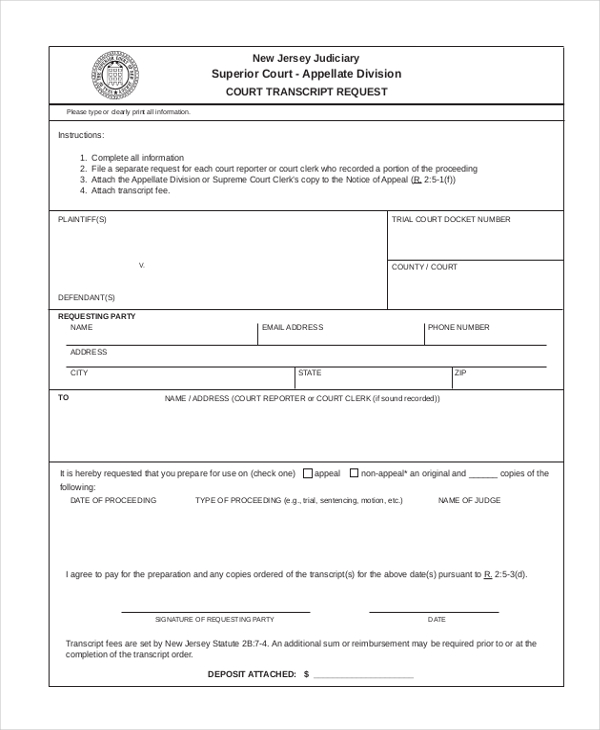 FREE 10+ Sample Transcript Request Forms in PDF | Excel | Word