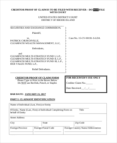FREE 9+ Sample Proof of Claim Forms in PDF | Excel