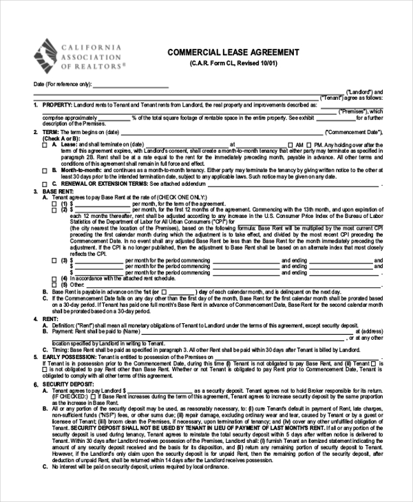 FREE 13+ Commercial Agreement Form Samples, PDF, MS Word, Google Docs