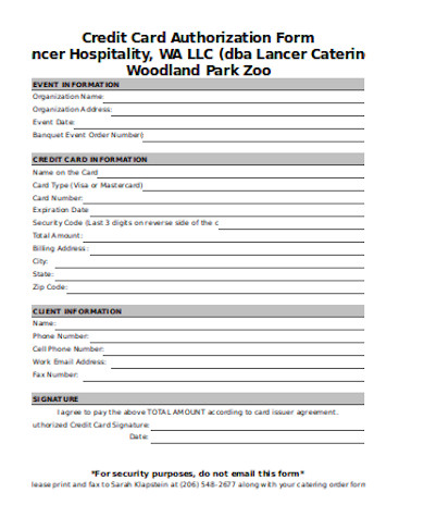 FREE 14+ Credit Card Authorization Form Samples, PDF, MS Word, Google ...