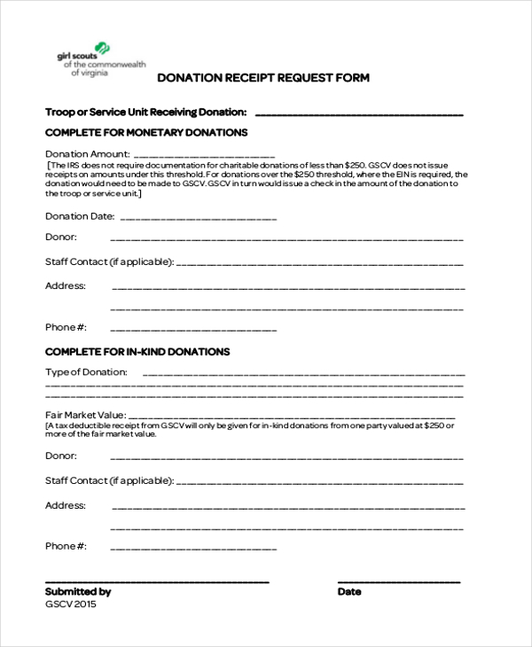 FREE 8+ Sample Donation Receipt Forms in PDF | Excel