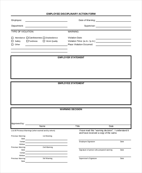 FREE 9+ Employee Action Form Samples in PDF | MS Word | Excel