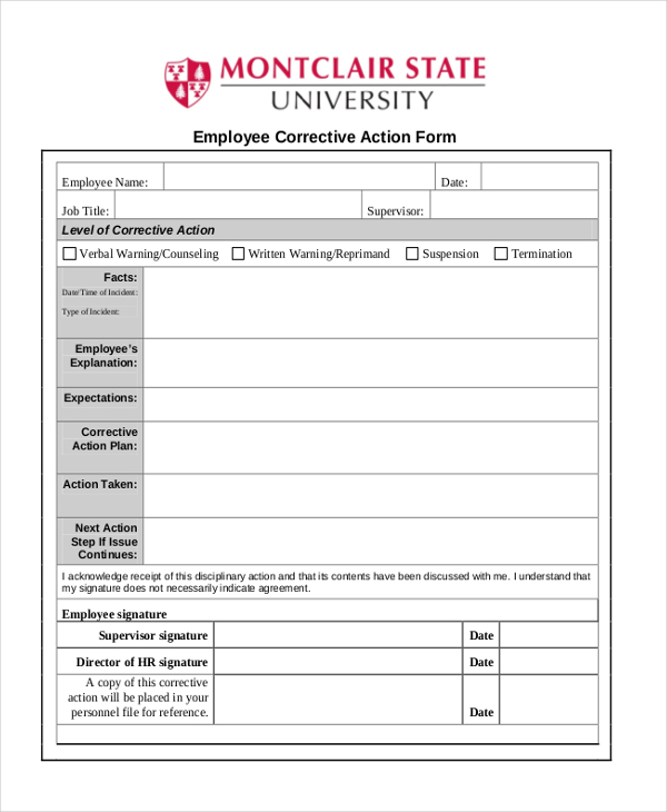 FREE 9+ Employee Action Form Samples in PDF | MS Word | Excel