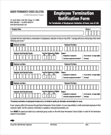 FREE 8+ Sample Employee Termination Forms in PDF | MS Word
