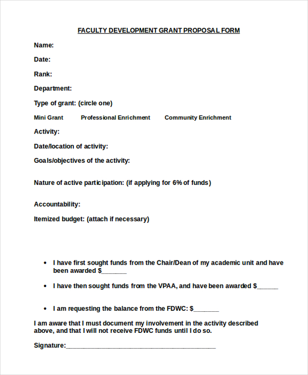 FREE 11+ Grant Proposal Form Samples, PDF, MS Word, Google Docs