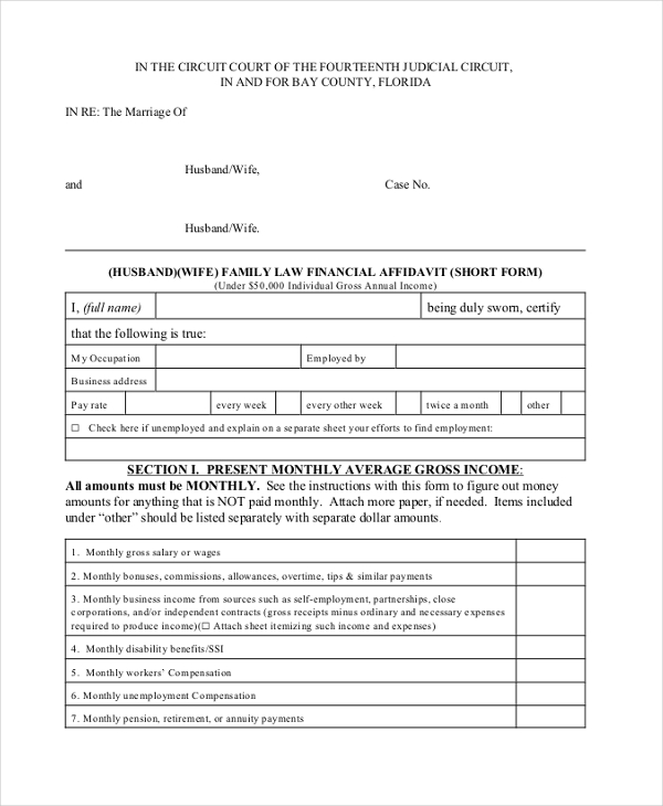 FREE 14+ Financial Affidavit Form Samples, PDF, MS Word, Google Docs