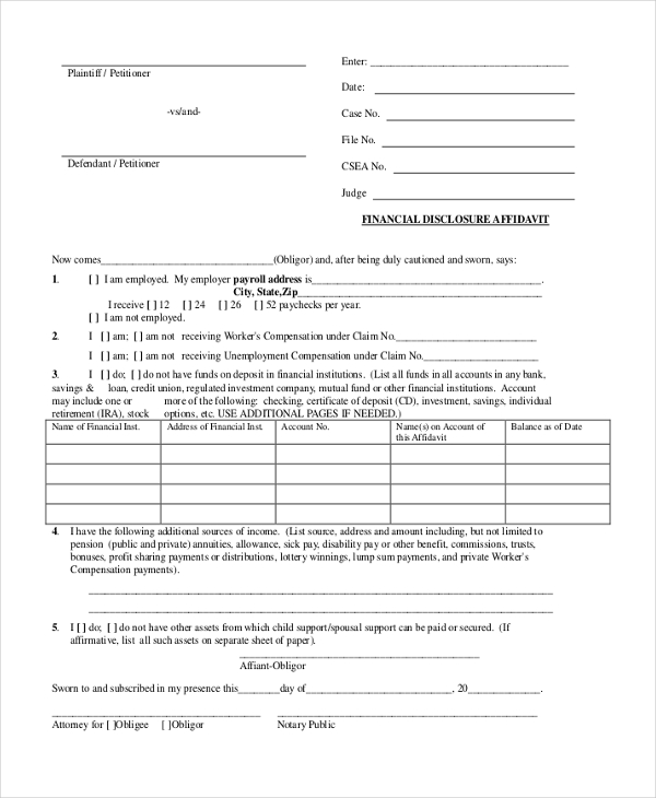 FREE 14+ Financial Affidavit Form Samples, PDF, MS Word, Google Docs