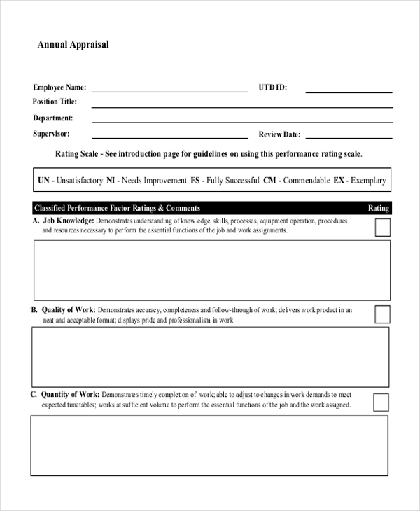 FREE 12+ Annual Appraisal Form Samples, PDF, MS Word, Google Docs