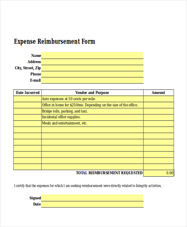 FREE 9 Sample Blank Expense Forms In PDF MS Word Excel