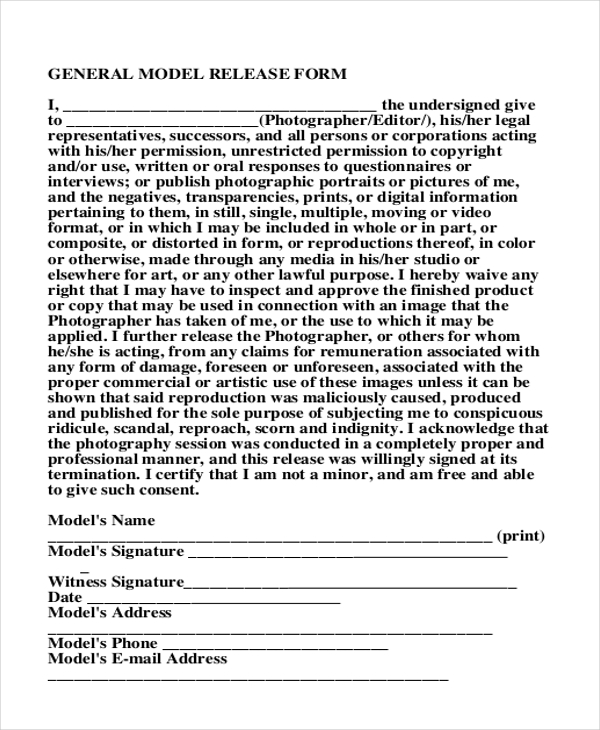 FREE 10+ Sample Model Release forms in MS Word | PDF