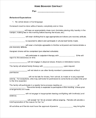 FREE 8+Sample Behavior Contracts in MS Word | PDF