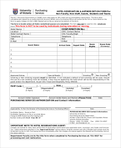 FREE 14+ Hotel Reservation Form Sample PDF, MS Word, Google Docs, Excel