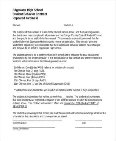 FREE 8+Sample Behavior Contracts in MS Word | PDF