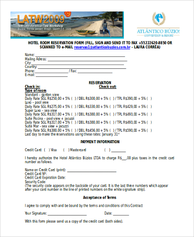 FREE 14+ Hotel Reservation Form Sample PDF, MS Word, Google Docs, Excel