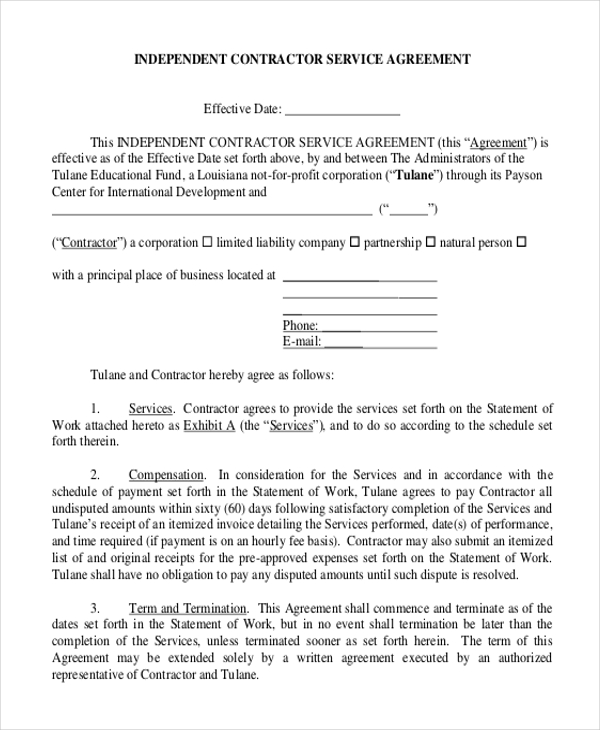 FREE 12+ Service Agreement Form Samples, PDF, MS Word, Google Docs