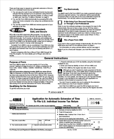 FREE 7+ Sample Income Tax Extension Forms in PDF | MS Word