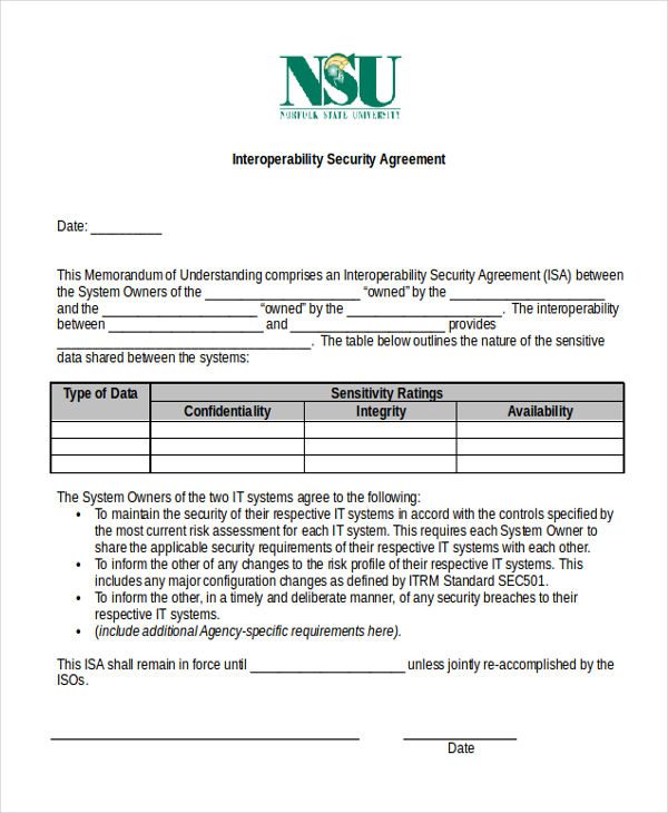 FREE 7+ Sample Security Agreement Forms in PDF | MS Word