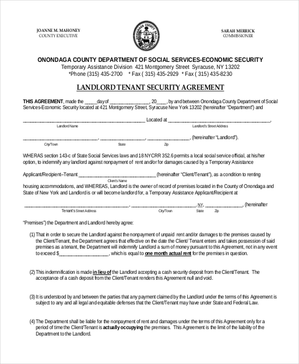 FREE 7+ Sample Security Agreement Forms in PDF | MS Word