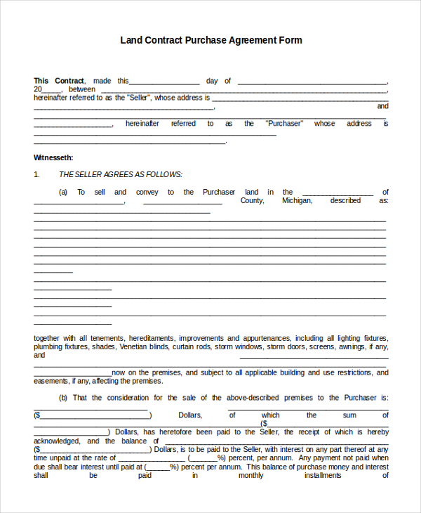 FREE 12+ Land Agreement Form Samples, PDF, MS Word, Google Docs