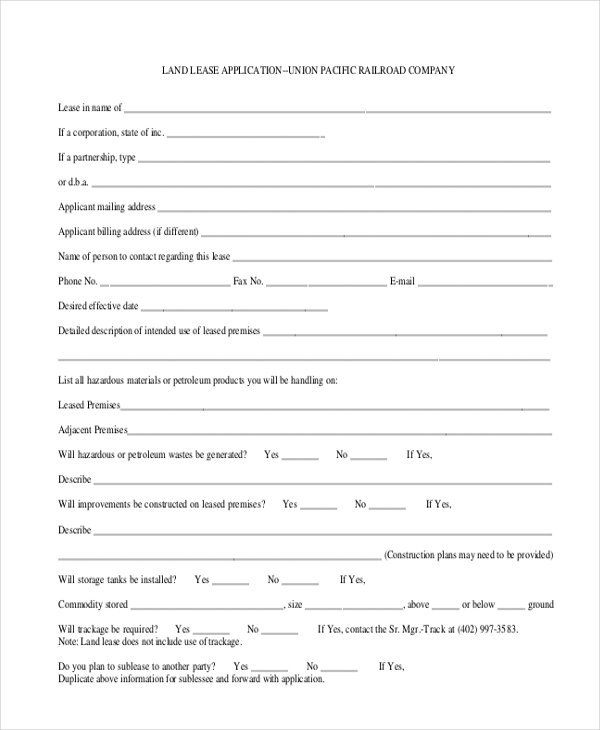 FREE 9+ Lease Application Form Samples in PDF | MS Word