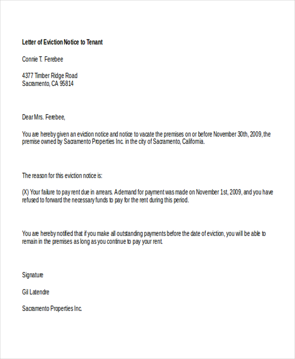FREE 8 Sample Eviction Notice Forms In PDF MS Word