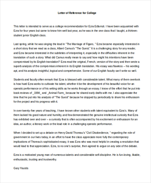 FREE 9+ Letter of Reference Samples in MS Word | PDF