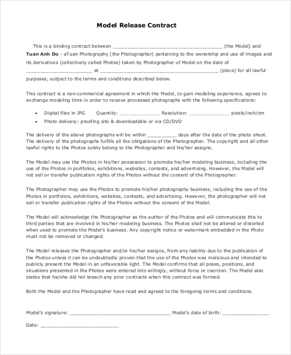 FREE 10+ Sample Model Release forms in MS Word | PDF